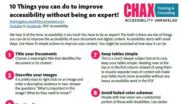 10 Document Accessibility Tips Sheet Download